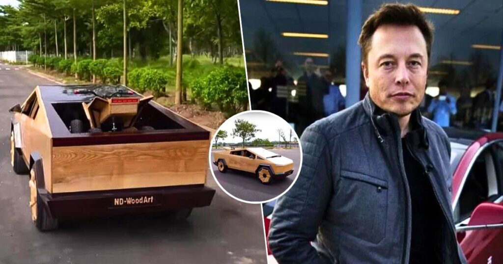 Elon Musk Reacts To Man's Fully Functional Wooden Cybertruck Built For ...