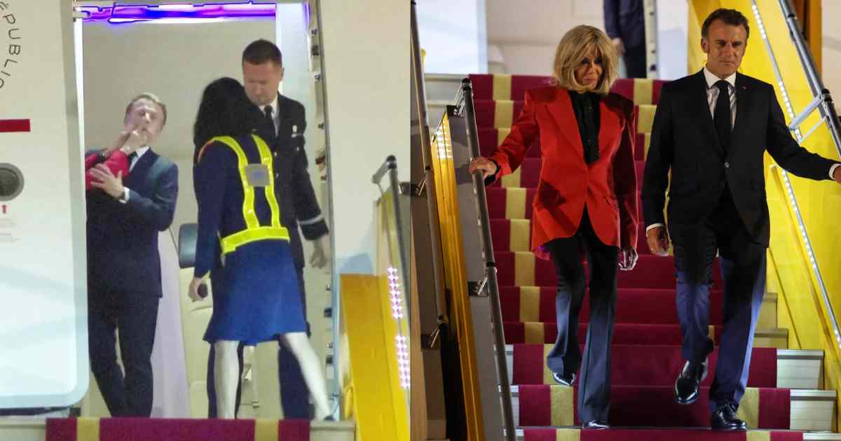 Emmanuel Macron Is SHOVED In Face By His Wife While They Get off Plane ...