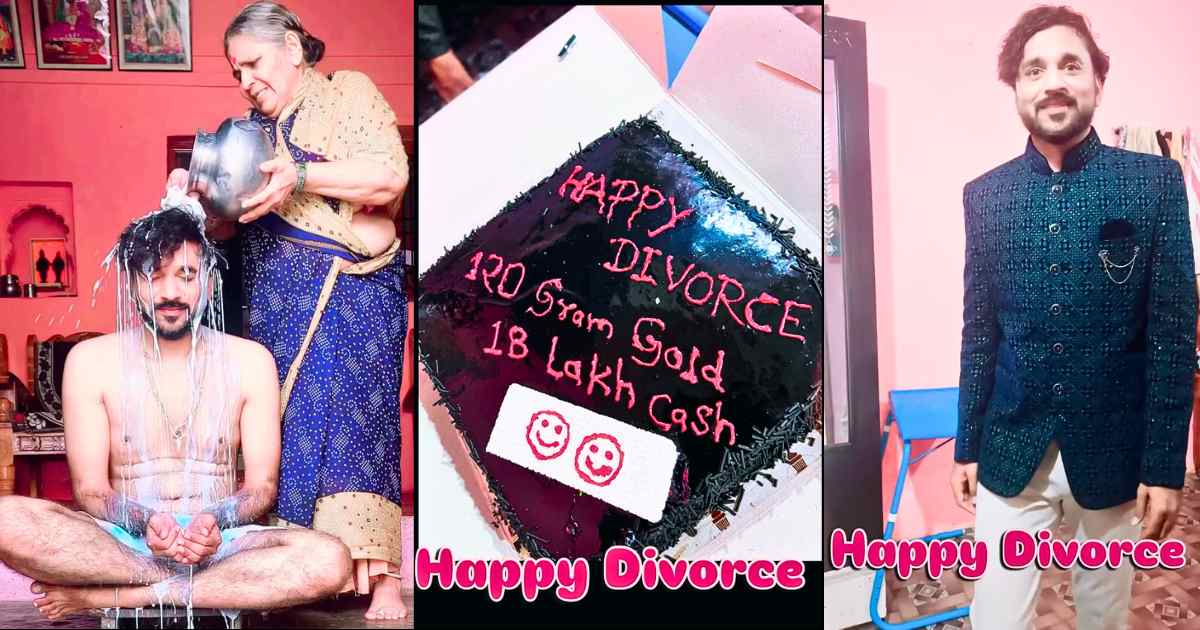 Man Celebrates Divorce Viral Video: Milk Bath, Happy Divorced Cake with Mom